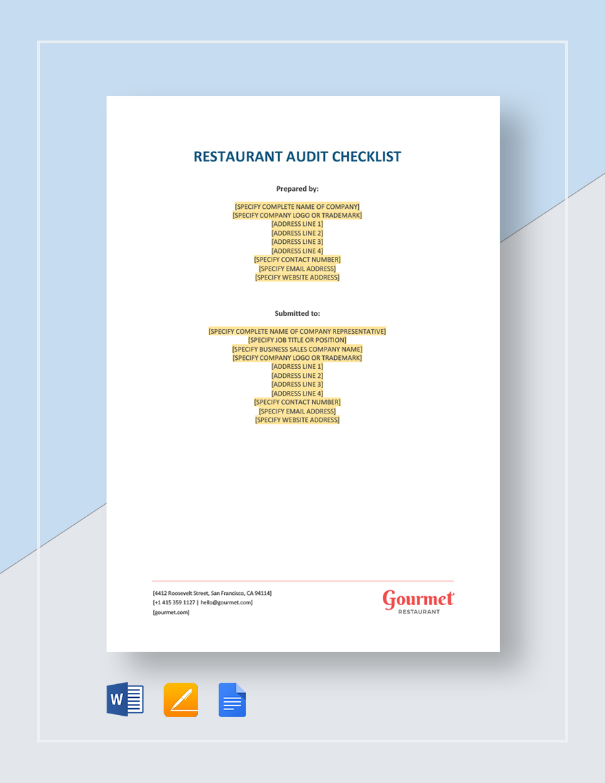 Safety Audit Checklist Template - Google Docs, Word, Apple Pages, PDF ...