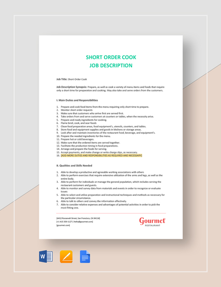 17+ Line Cook Job Description Templates - PDF, DOC