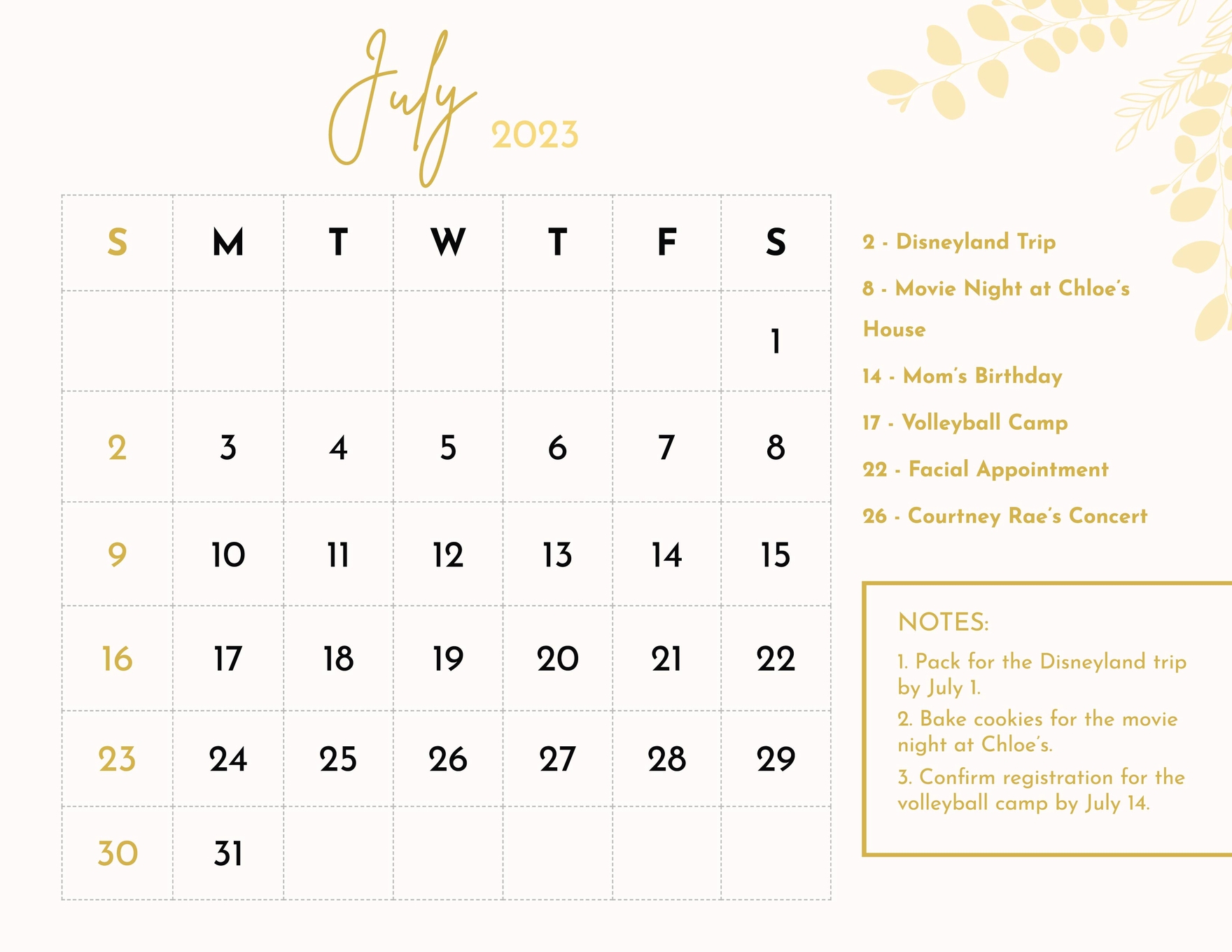 July 2023 Monthly Calendar Template EPS Google Docs Google Sheets 