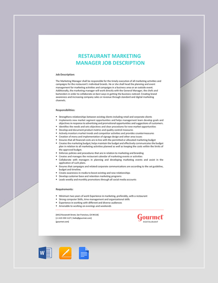 15+ Manager Job Description Templates - PDF, DOC