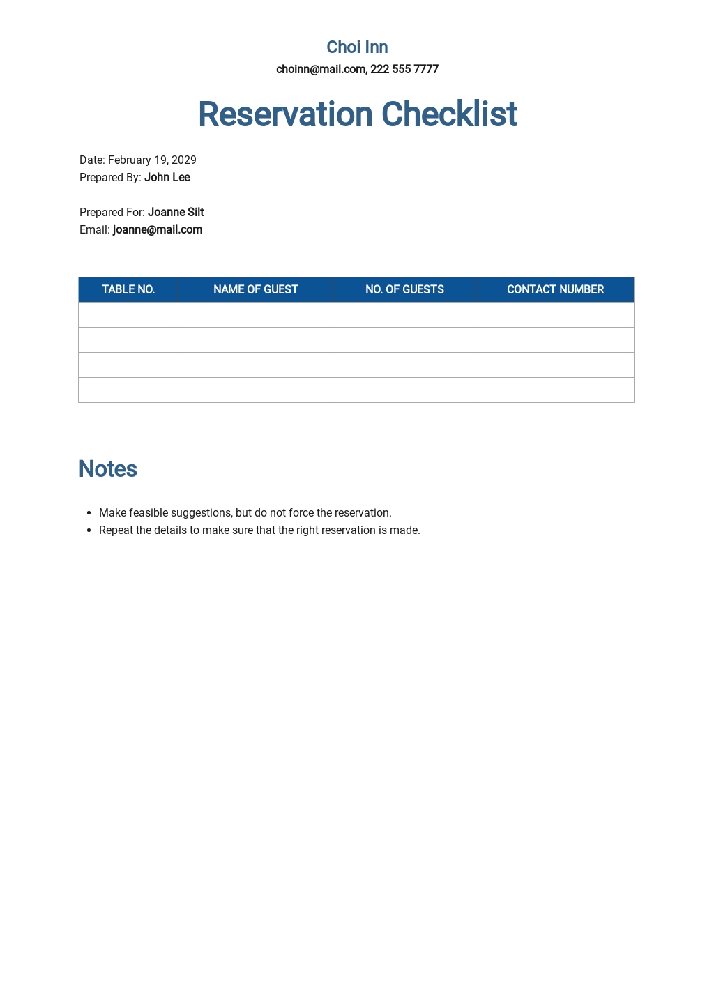 FREE Restaurant Reservation Templates - PDF | Word (DOC) | PSD | Google ...