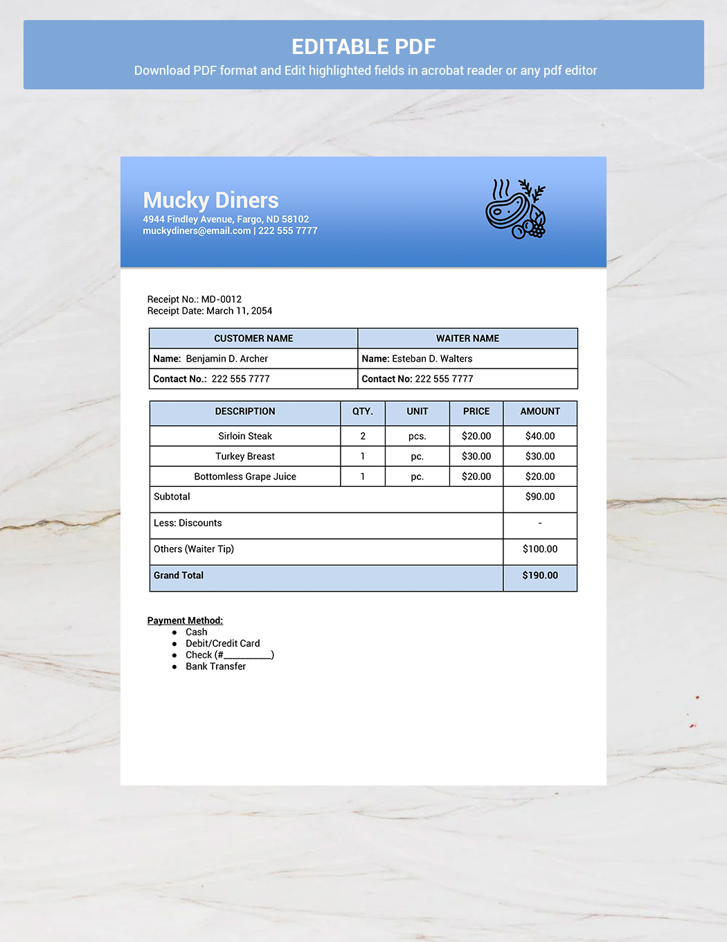 Restaurant Receipt Book Template - Google Docs, Word | Template.net