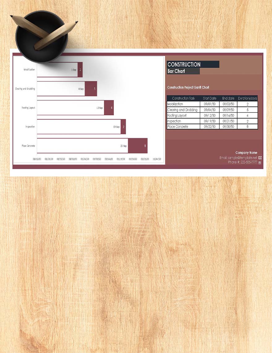 Construction Bar Chart Google Sheets Excel Template