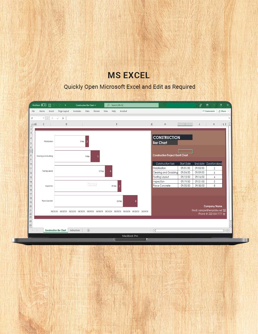 Construction Bar Chart Google Sheets Excel Template
