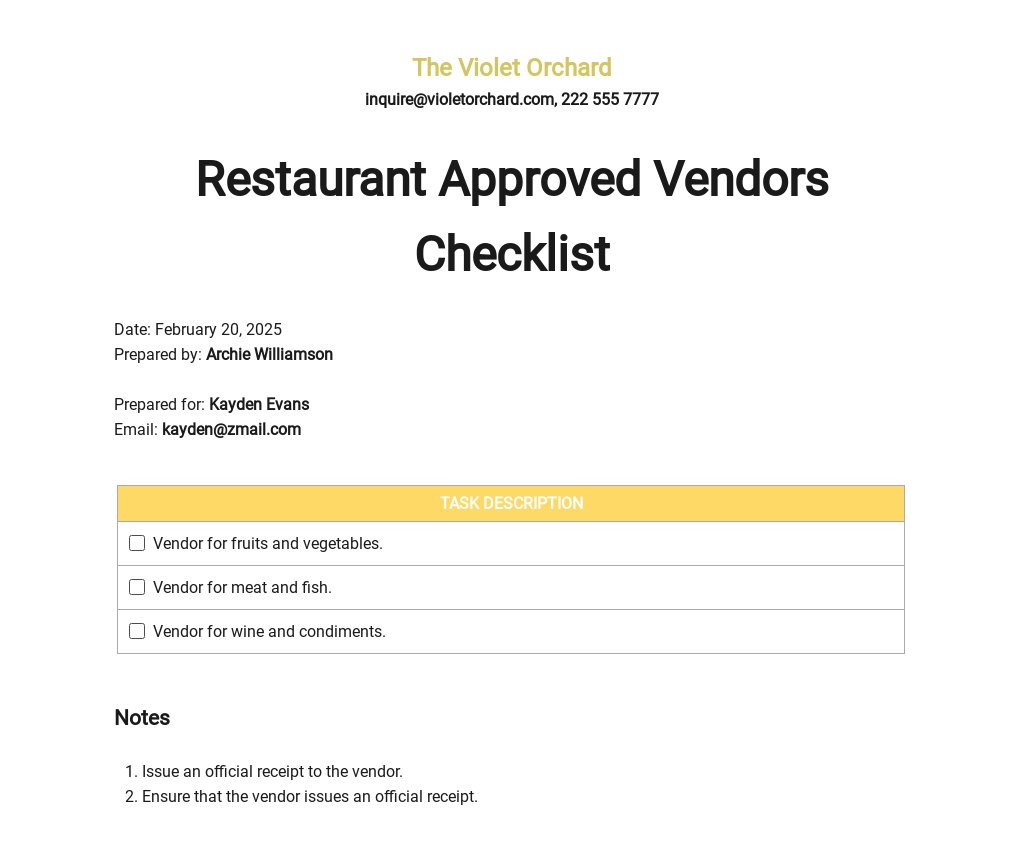 7+ FREE Vendor Templates - Word | Template.net