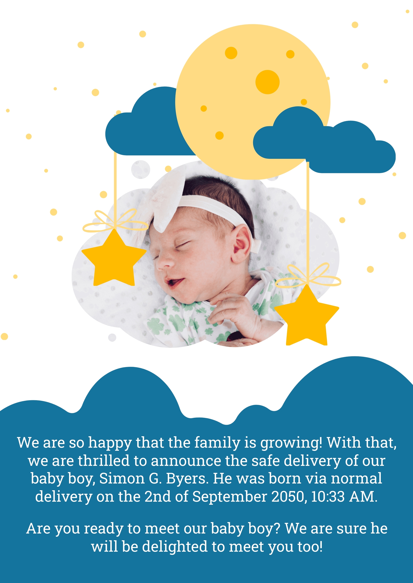 Baby Boy Announcement Download In Word Google Docs Illustrator PSD 