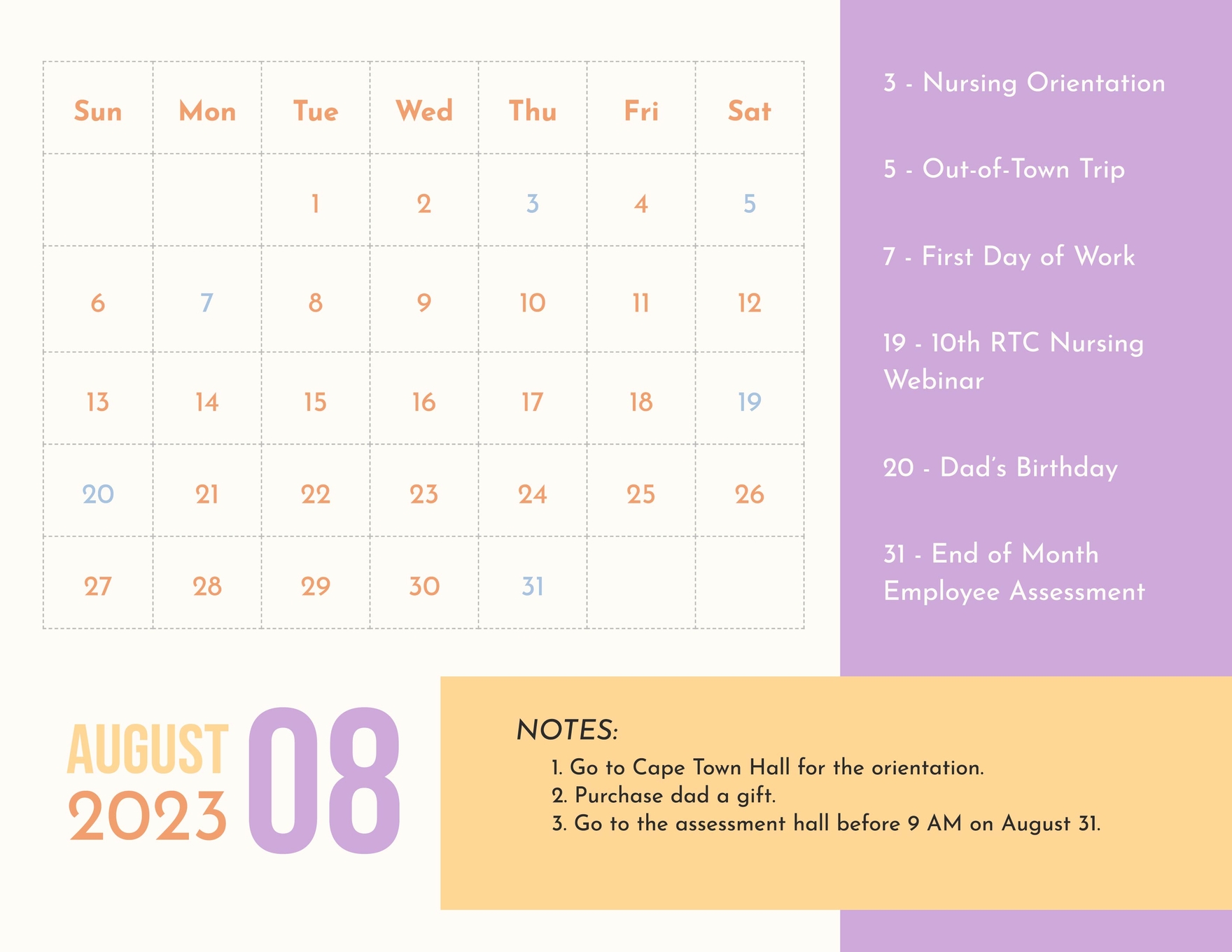Free Simple August 2023 Calendar Template EPS Google Docs Google Sheets Illustrator JPG 