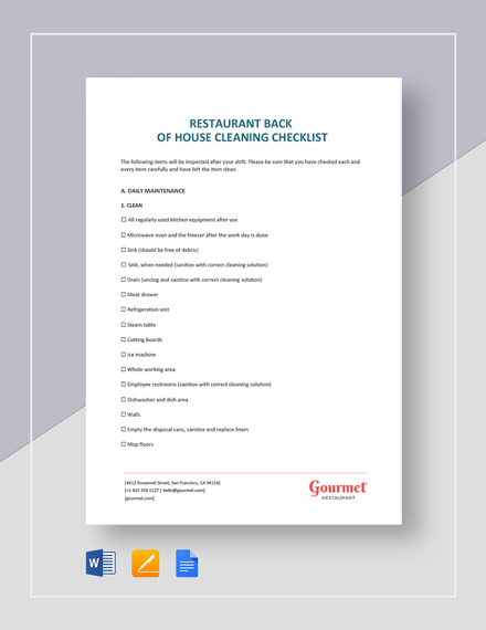 FREE Cleaning Checklist Template Word DOC PDF Apple MAC Pages 