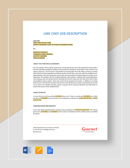 17+ Line Cook Job Description Templates - PDF, DOC