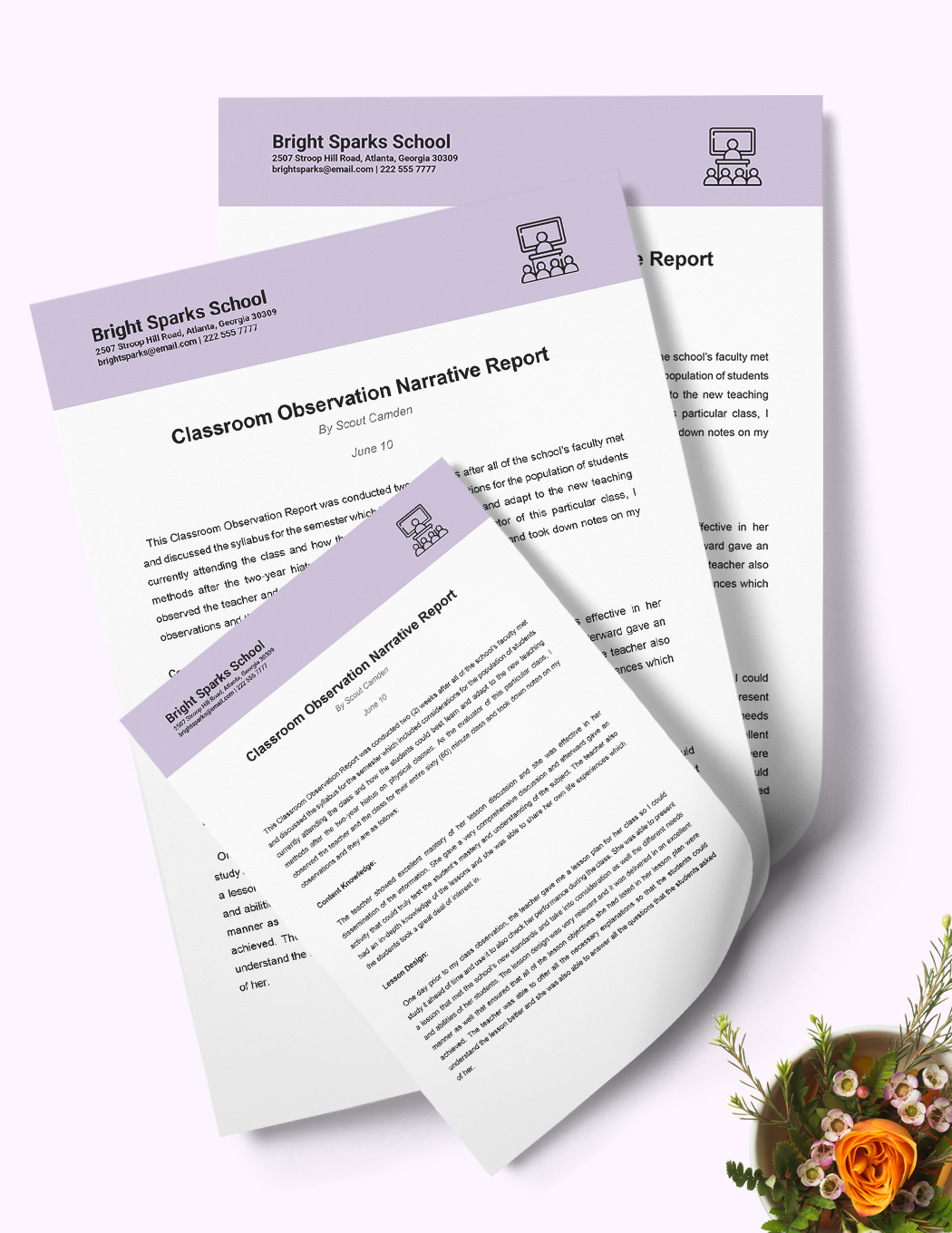 Classroom Observation Narrative Report Template Google Docs Word Template