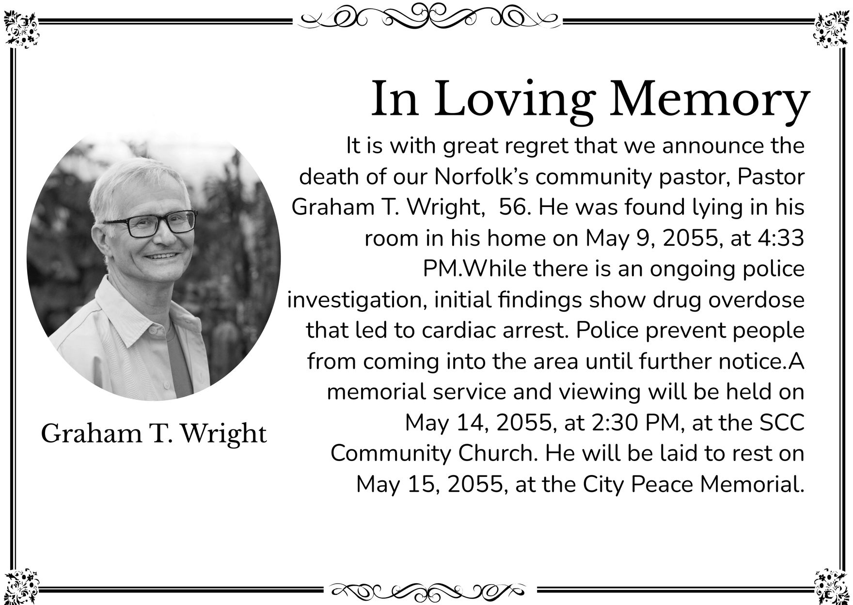 Newspaper Death Announcement Download In Word Google Docs 