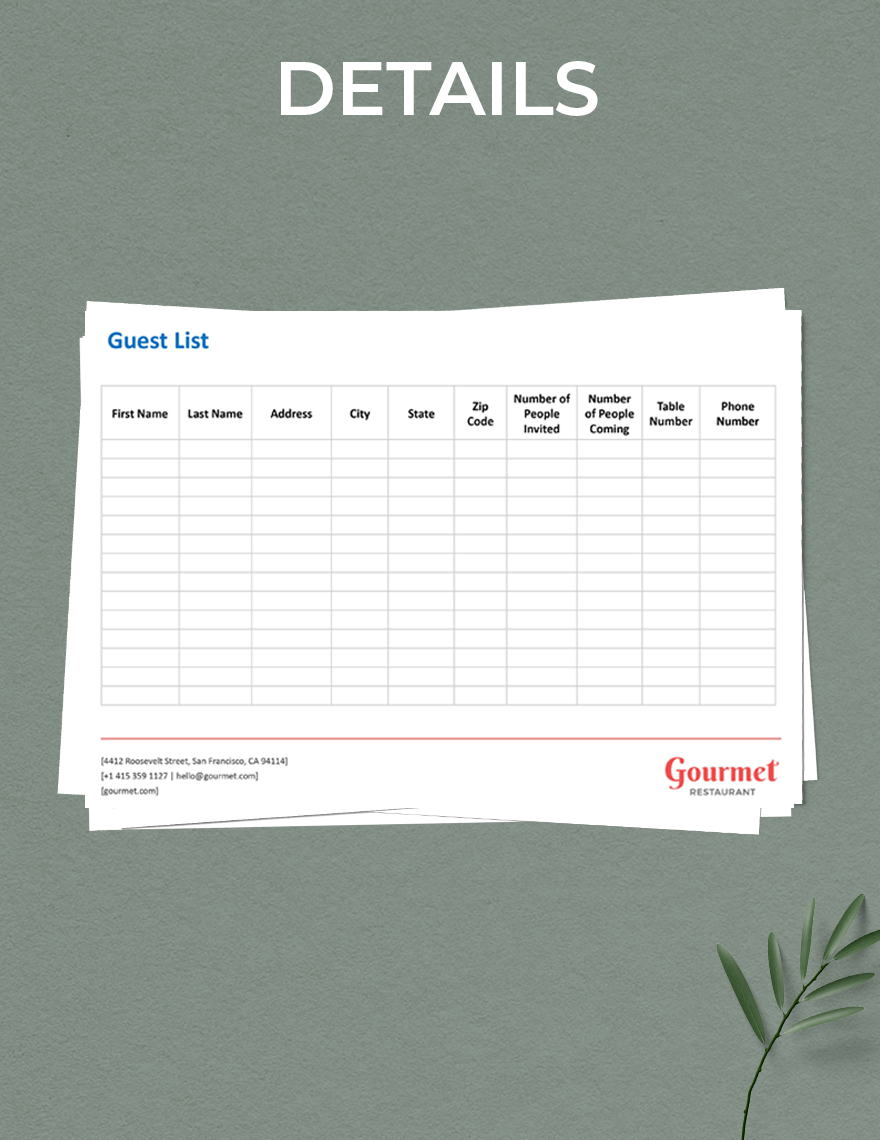Simple Guest List Template - Download in Word, Google Docs, Excel, Google Sheets, Apple Pages ...