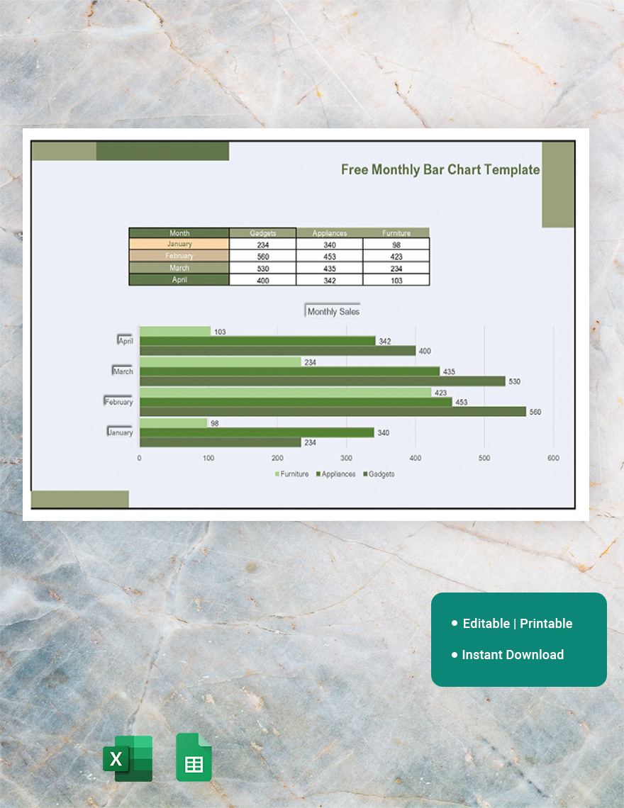 Free Monthly Bar Chart Template Google Sheets Excel Template