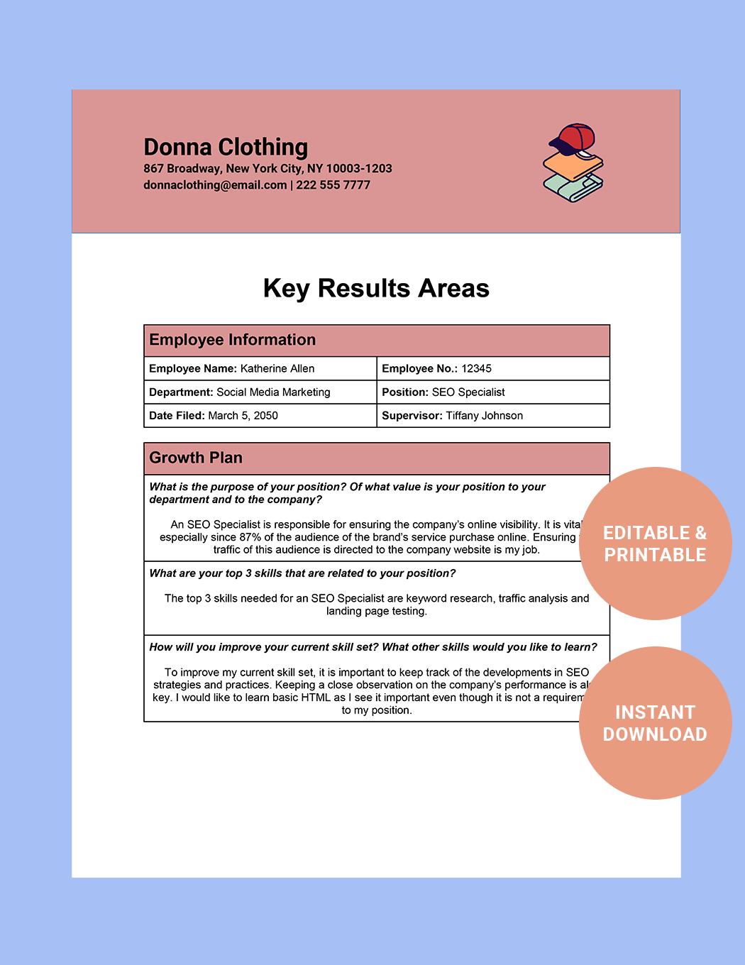 HR KRA Template In Word Google Docs Download Template