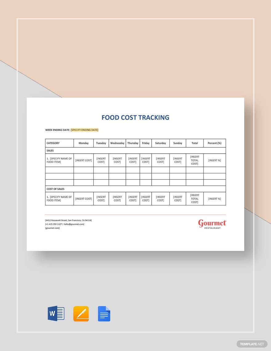 Food Cost Tracking Template Download In Word Google Docs Apple 