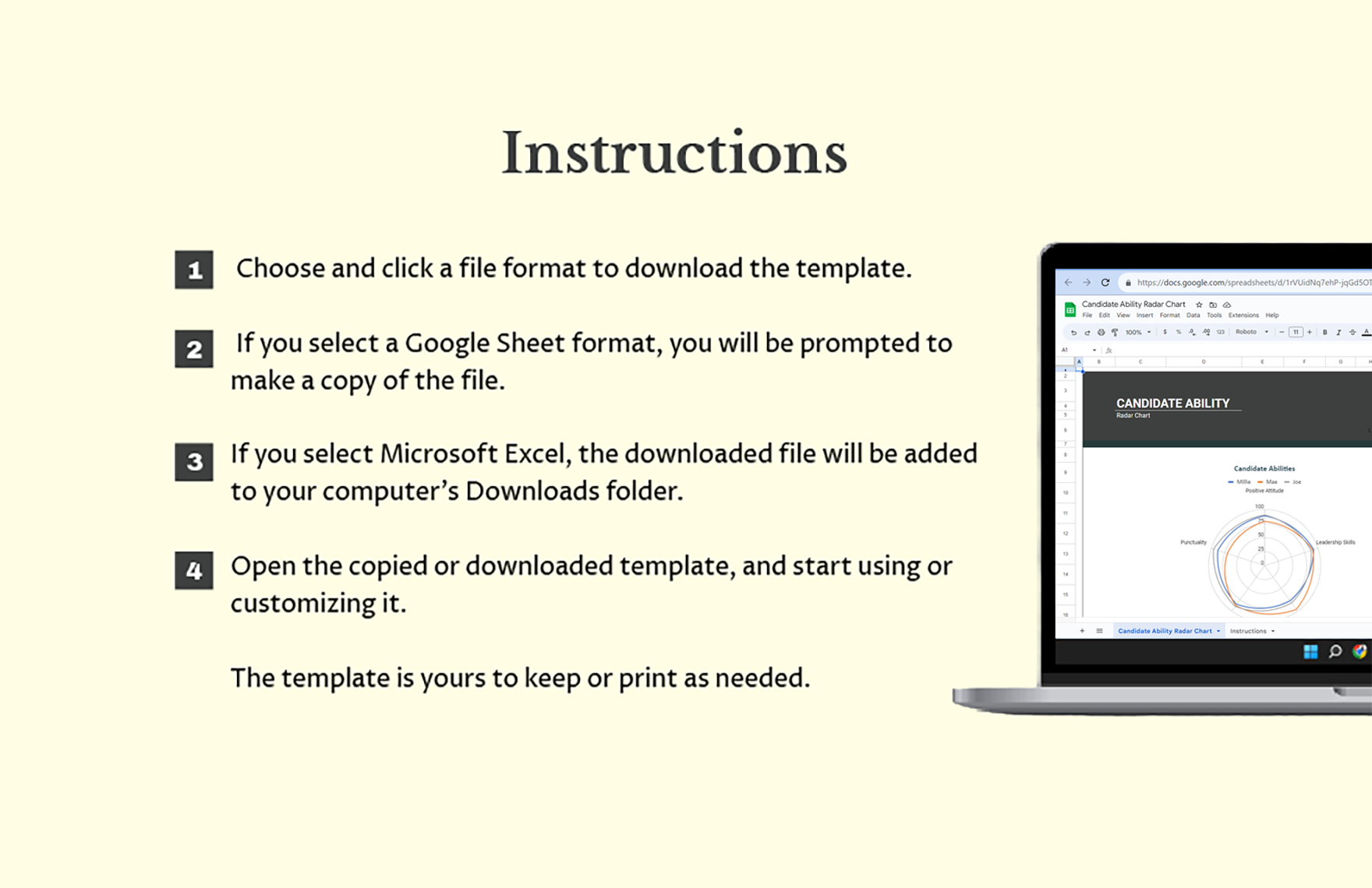 Free Candidate Ability Radar Chart - Download in Excel, Google Sheets ...