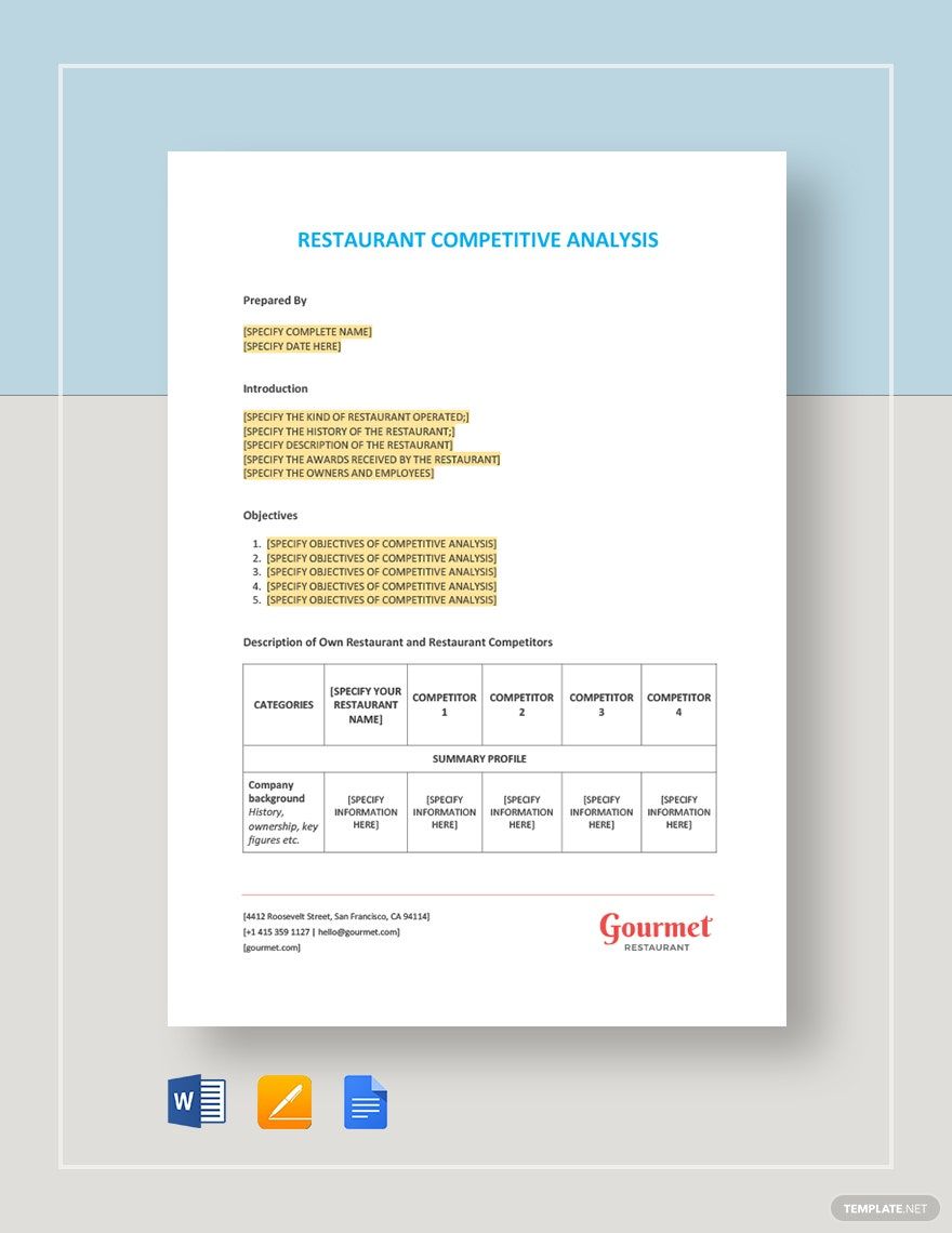 Simple Competitive Analysis Template - Google Docs, Word | Template.net