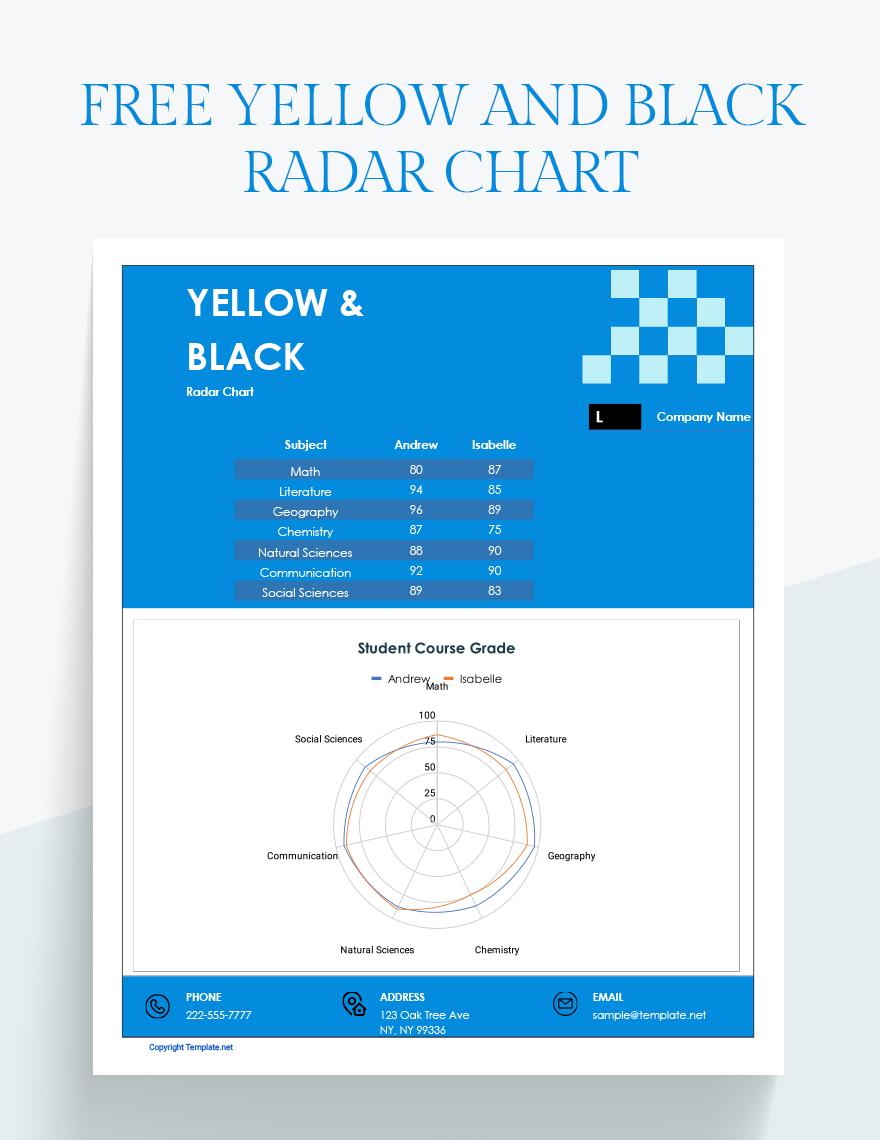 Free Yellow and Black Radar Chart - Google Sheets, Excel | Template.net