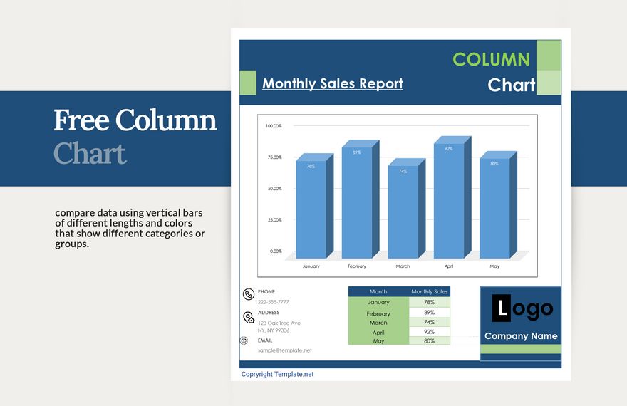 Free Column Chart Google Sheets Excel Template