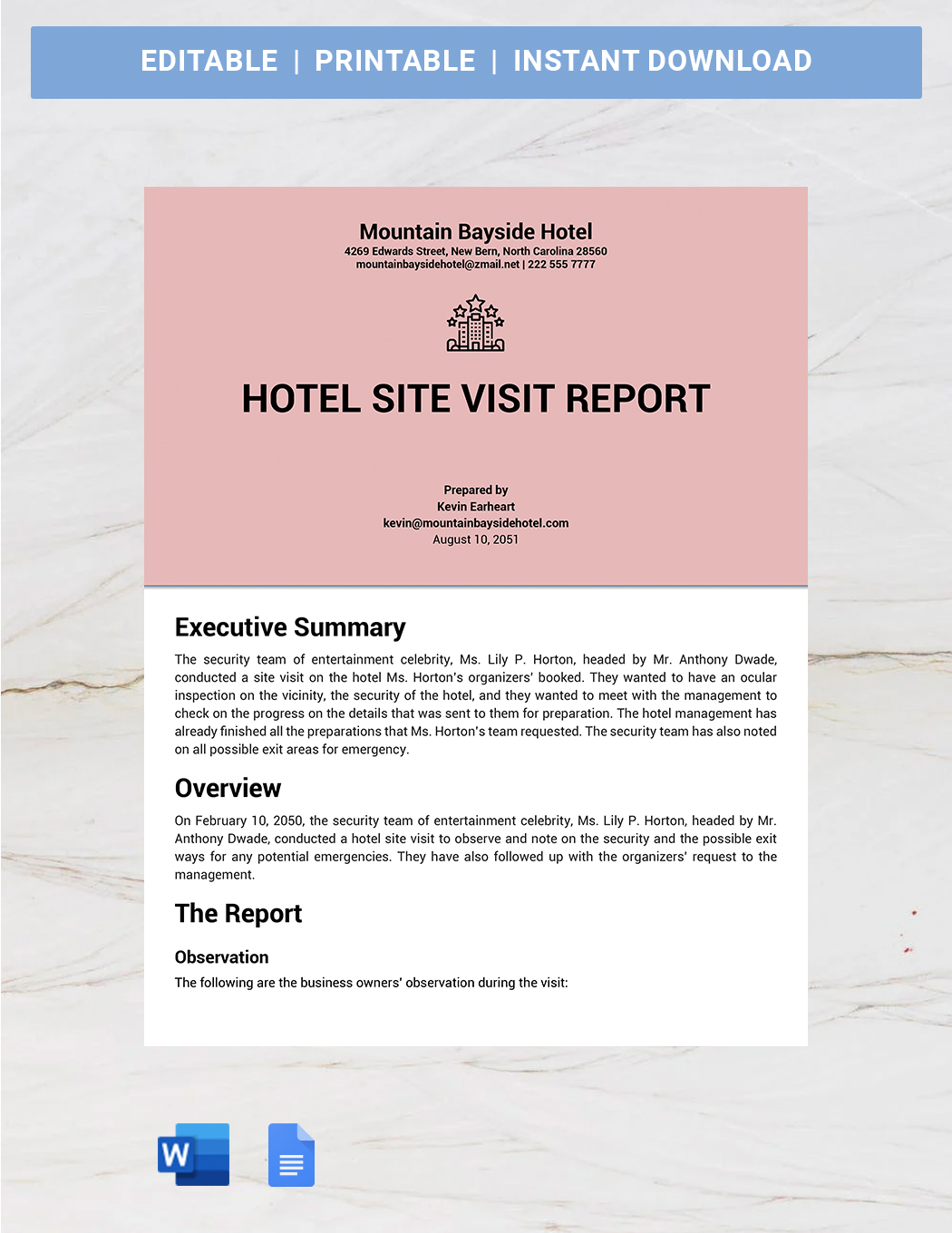 Visit Report Template - Google Docs, Word, Apple Pages | Template.net