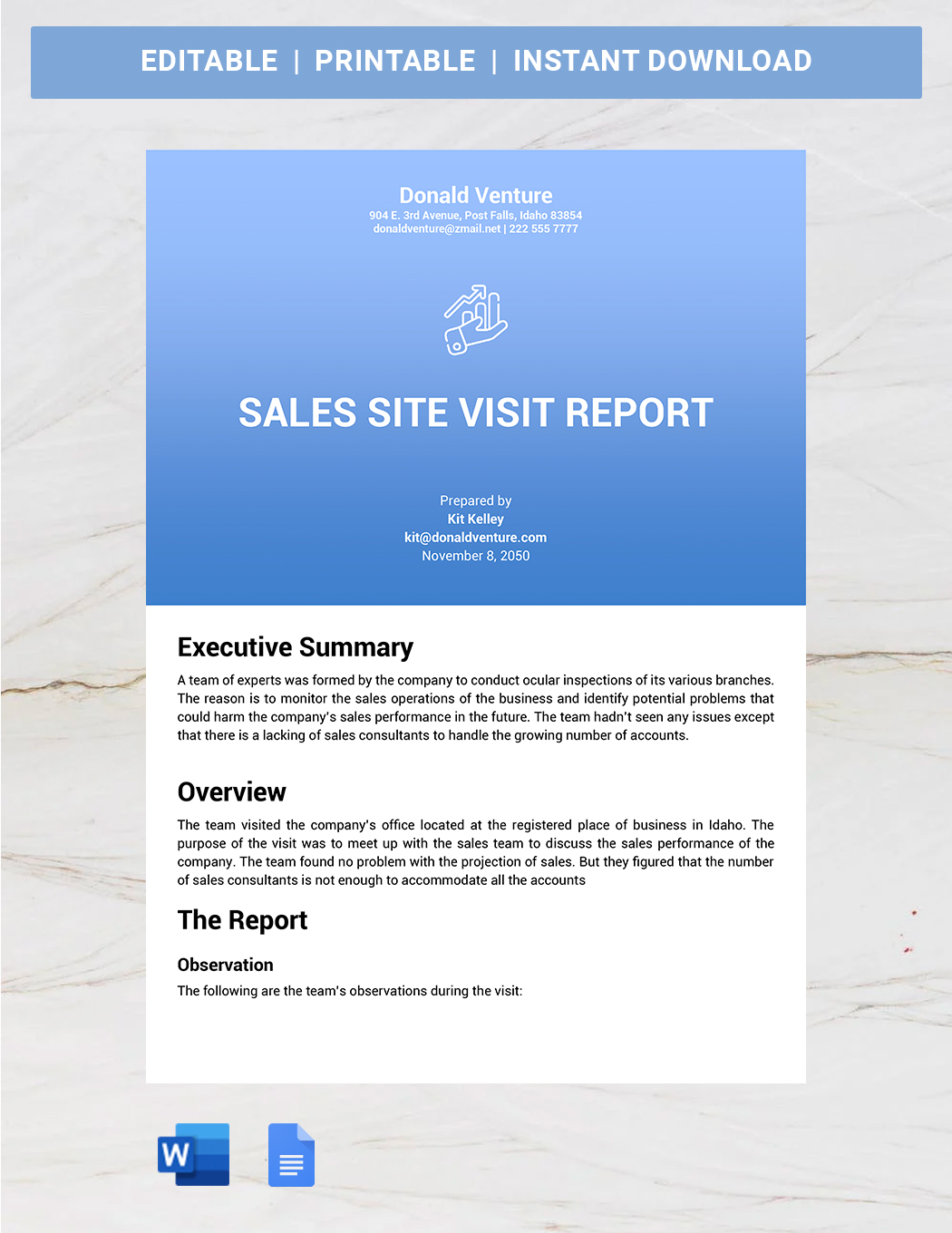 Security Site Visit Report Template - Google Docs, Word | Template.net