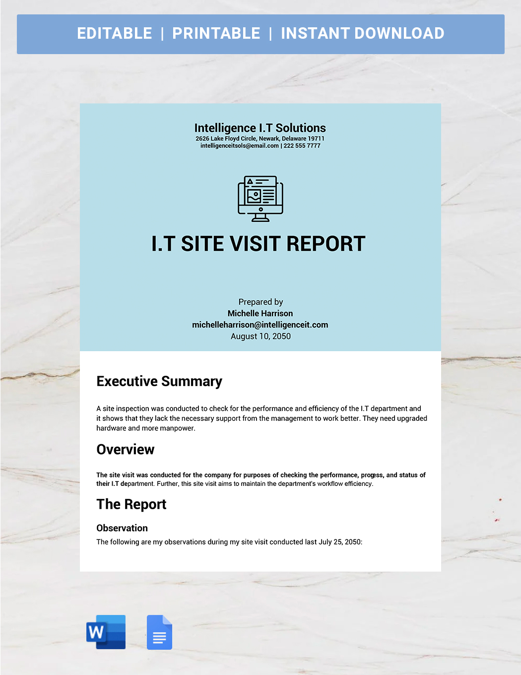 Visit Report Template - Google Docs, Word, Apple Pages | Template.net