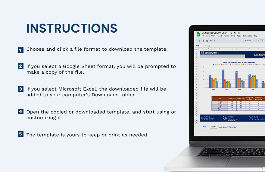 Multi Series Column Chart - Excel, Google Sheets | Template.net