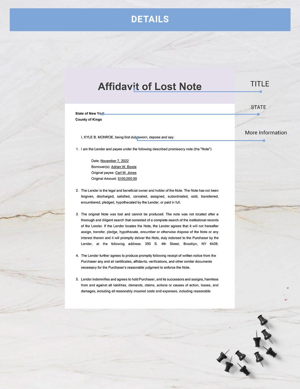 Affidavit Of Lost Note Template - Google Docs, Word, PDF | Template.net