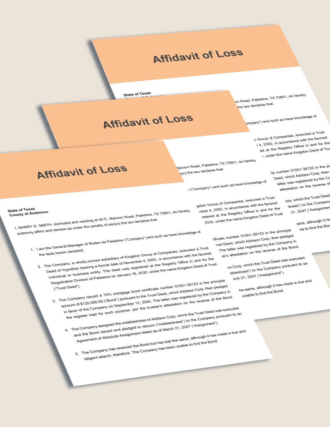 Affidavit Of Loss Format - Google Docs, Word, PDF | Template.net