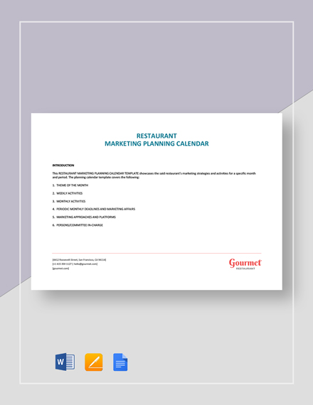 14+ Restaurant Calendar Designs & Templates - PSD, AI