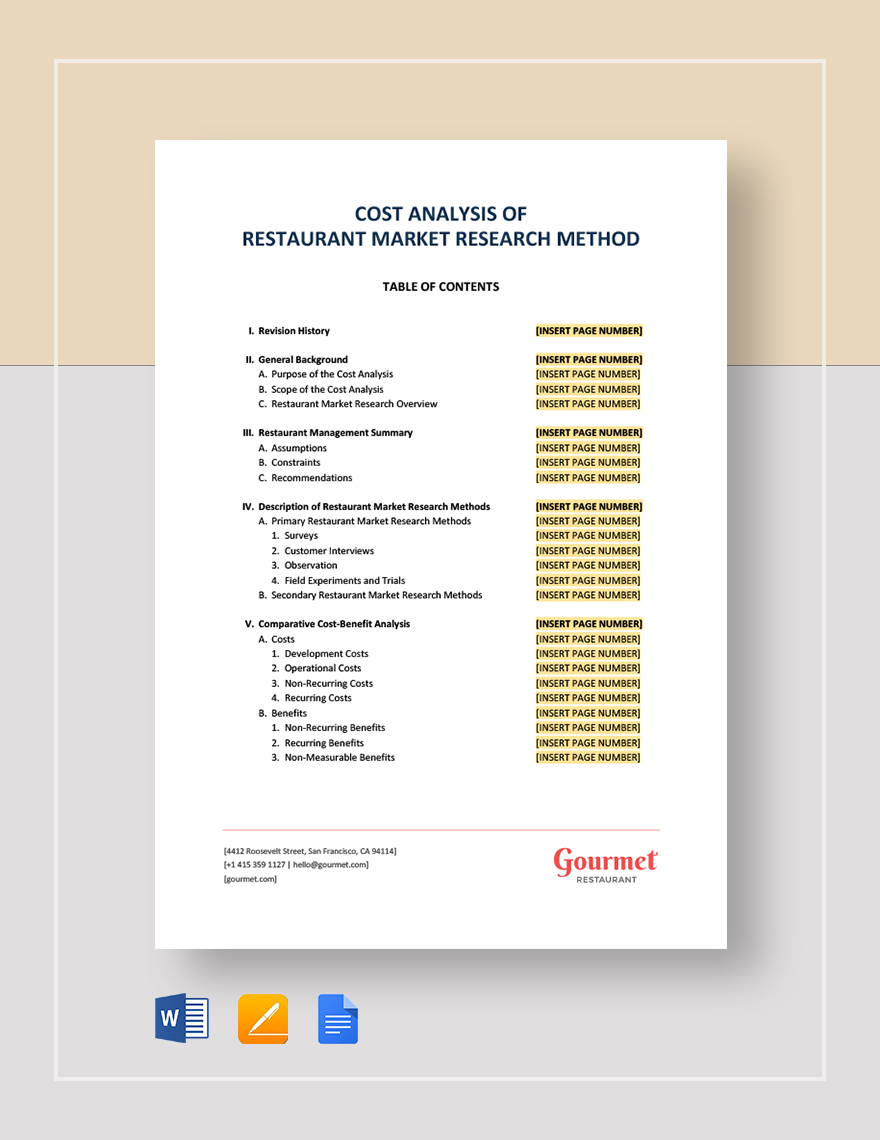 Cost Analysis Report Template - Google Docs, Word, Apple Pages | Template.net