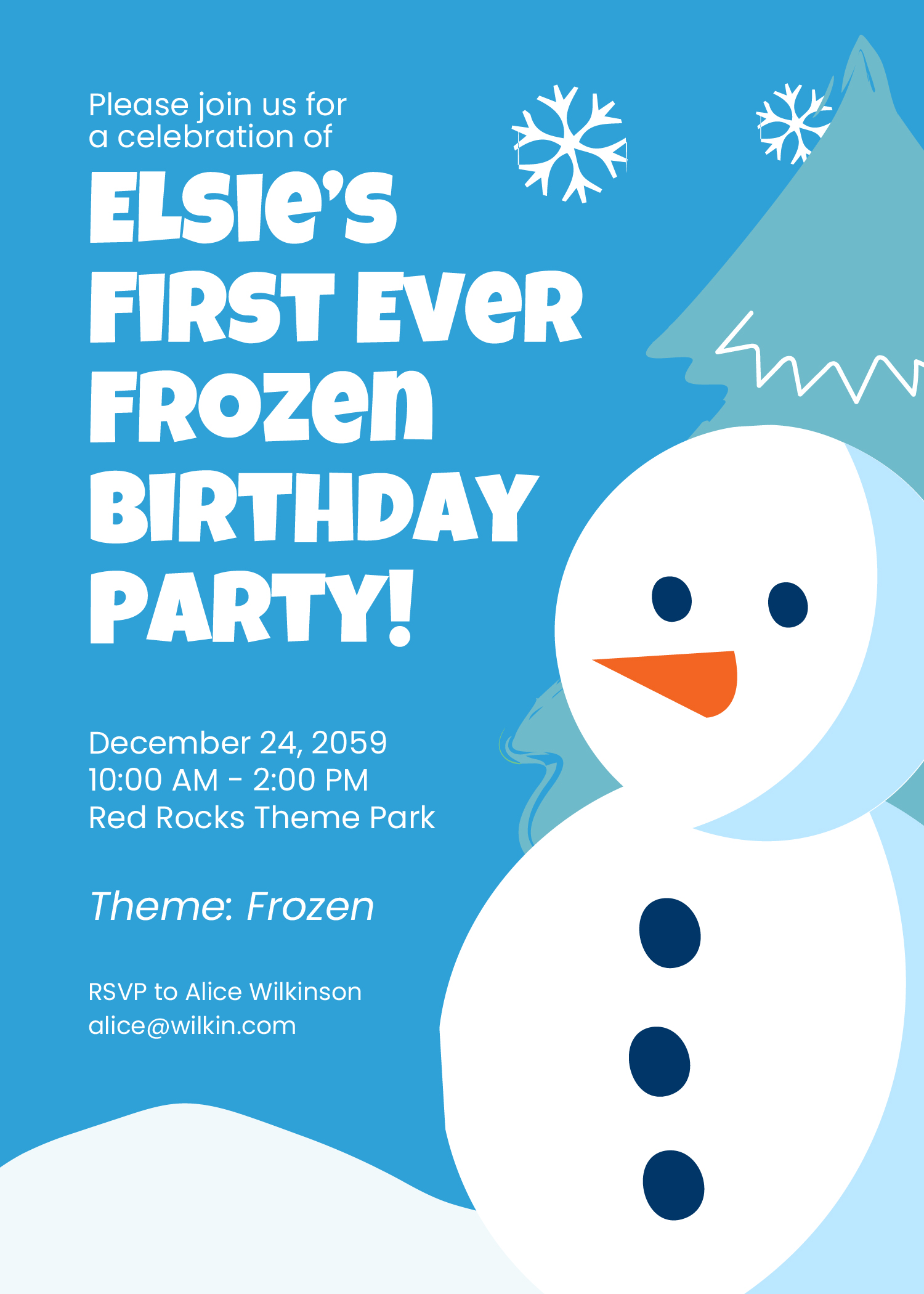 Free Digital Frozen Birthday Invitation Template Download In Word 