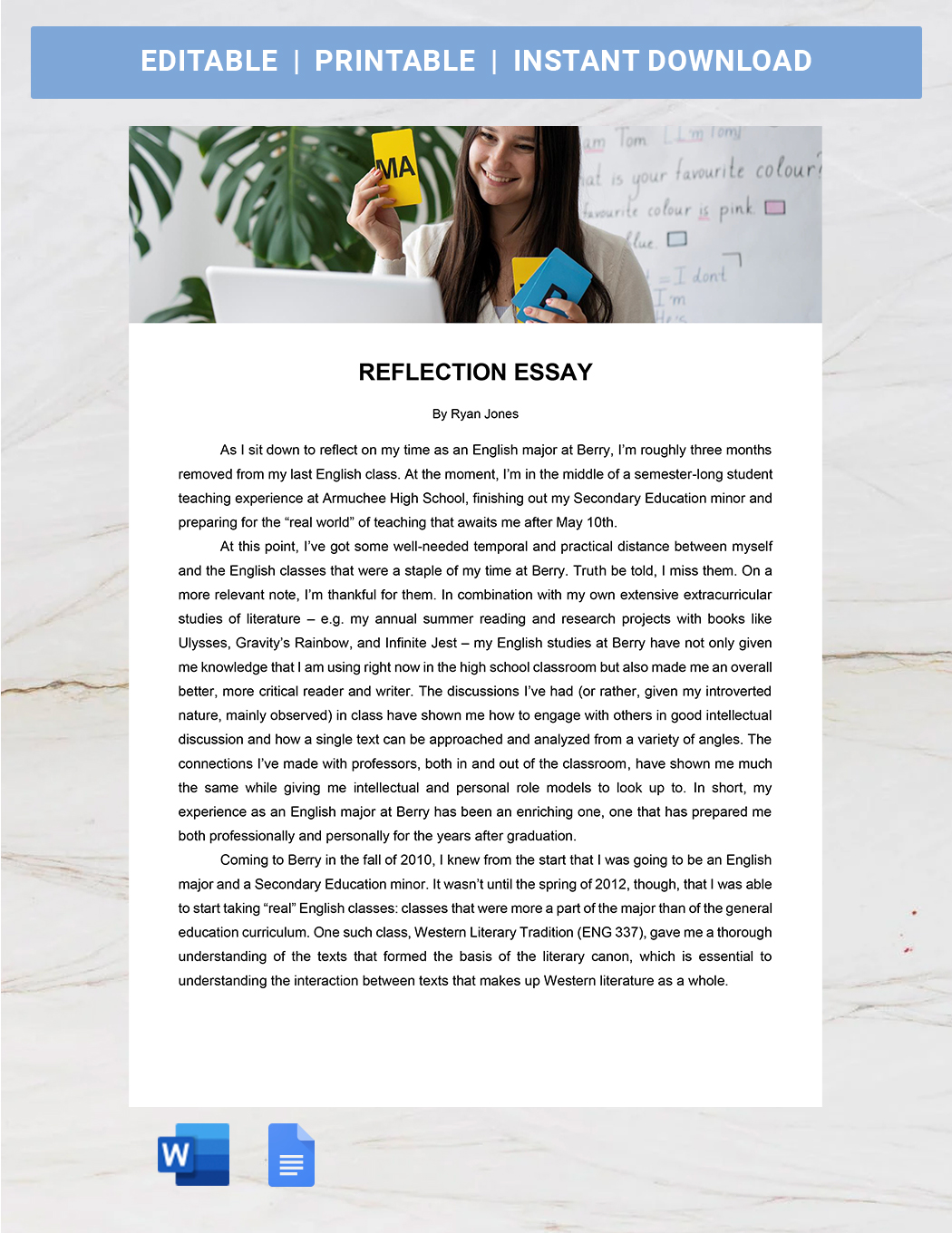 Reflective Essay Outline Template Google Docs Word PDF Template