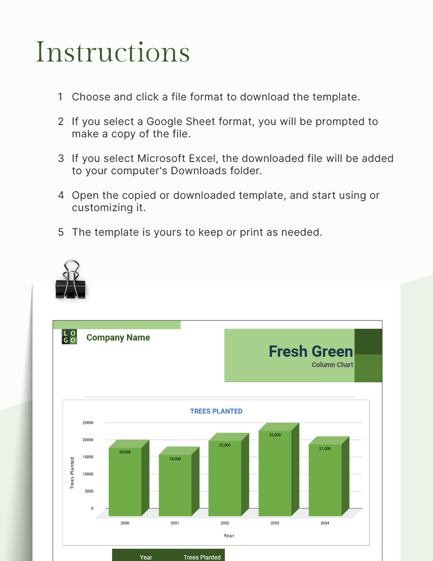 Fresh Green Column Chart - Google Sheets, Excel | Template.net