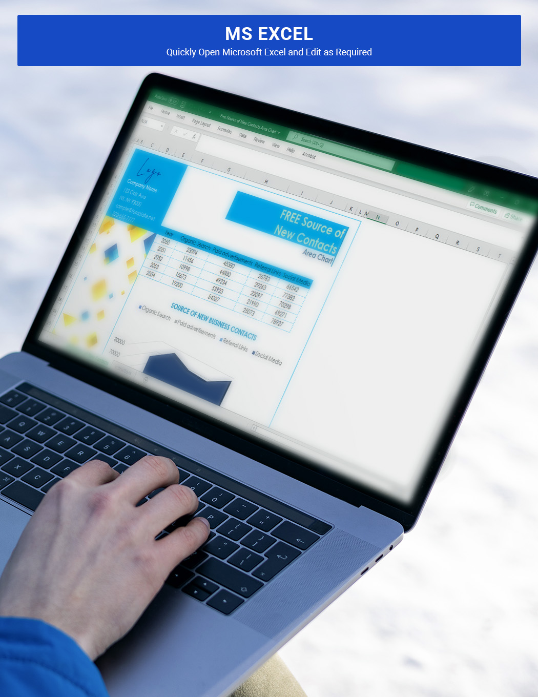 Free Free Source of New Contacts Area Chart - Google Sheets, Excel ...