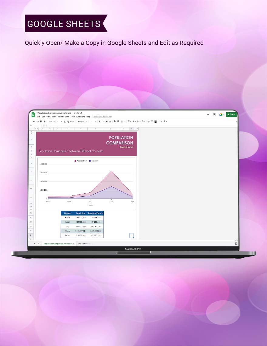 Population Comparison Area Chart - Google Sheets, Excel | Template.net
