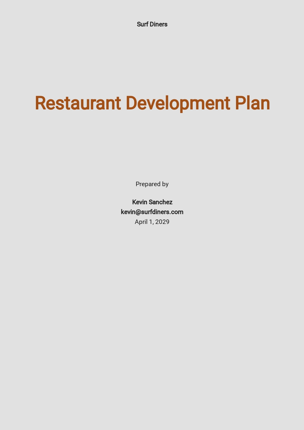 Restaurant Development Plan Template [Free PDF] - Word | Apple Pages | Google Docs