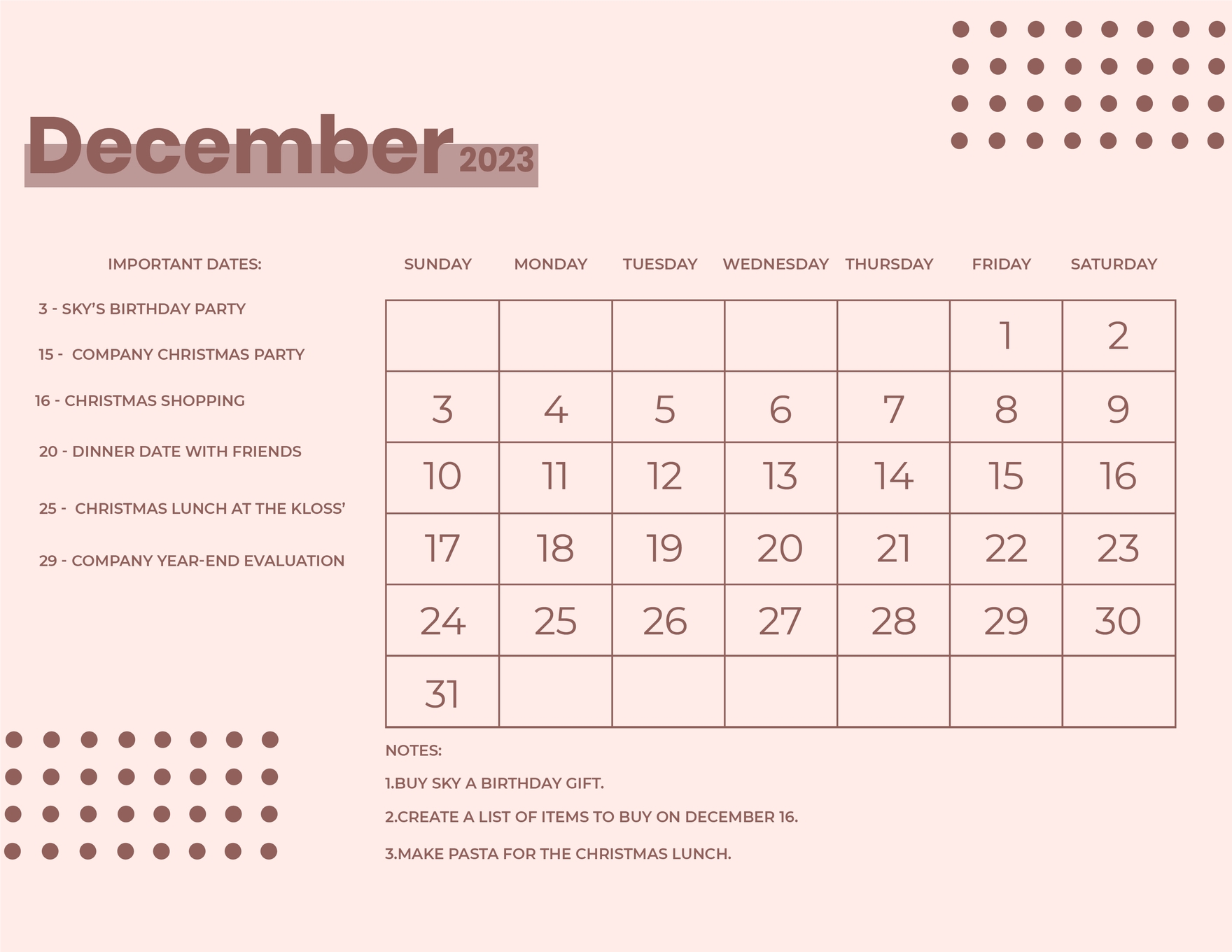 Free Fancy December 2023 Calendar Download In Word Google Docs 