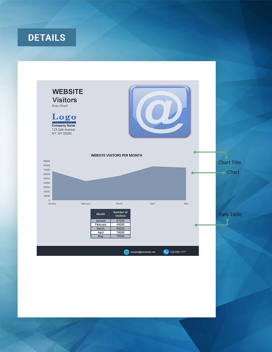 Website Visitors Area Chart - Google Sheets, Excel | Template.net