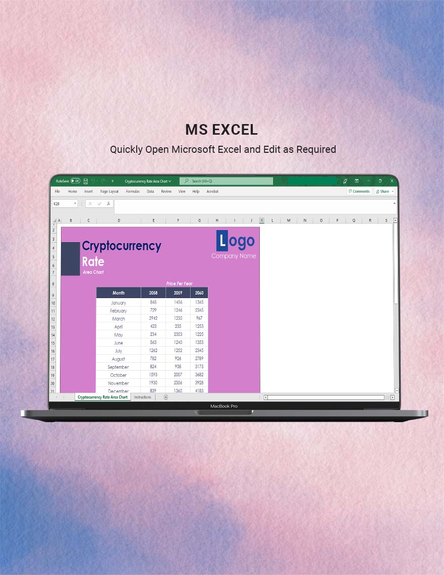 Cryptocurrency Rate Area Chart - Google Sheets, Excel | Template.net