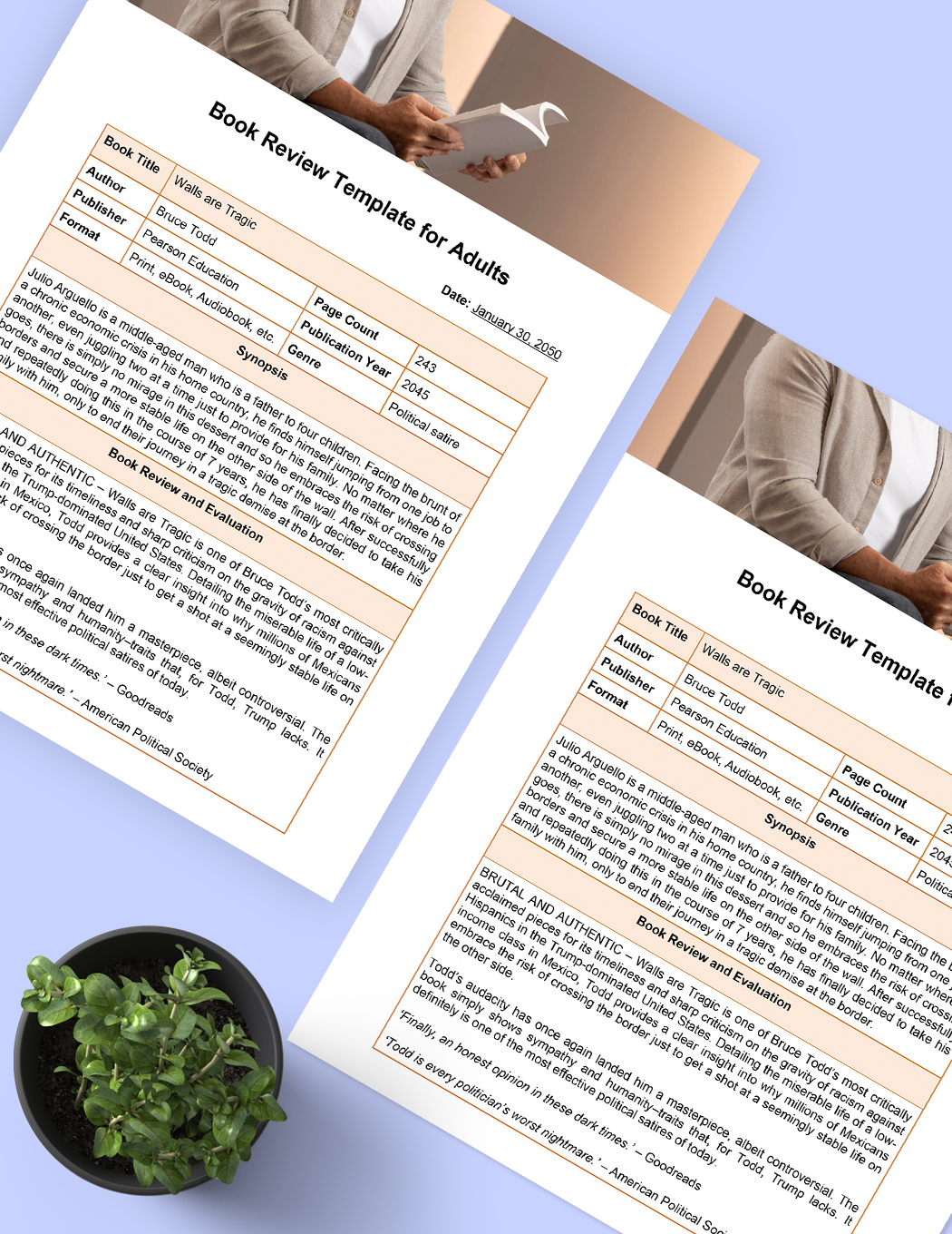 Book Review Template For Adults Google Docs Word Template