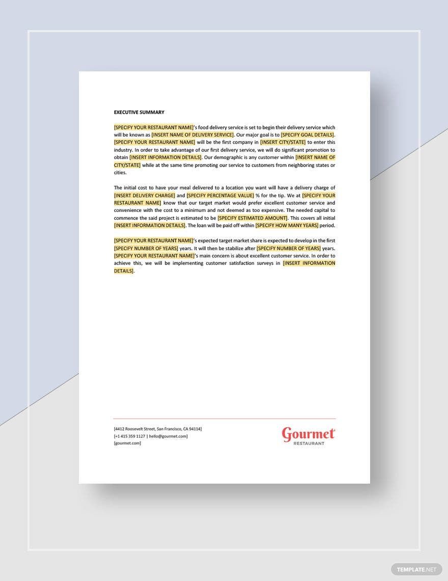 Delivery Service Business Plan Template - Google Docs, Word, Apple ...