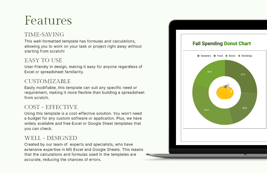 Fall Spending Donut Chart - Google Sheets, Excel | Template.net