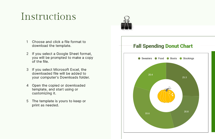 Fall Spending Donut Chart - Google Sheets, Excel | Template.net