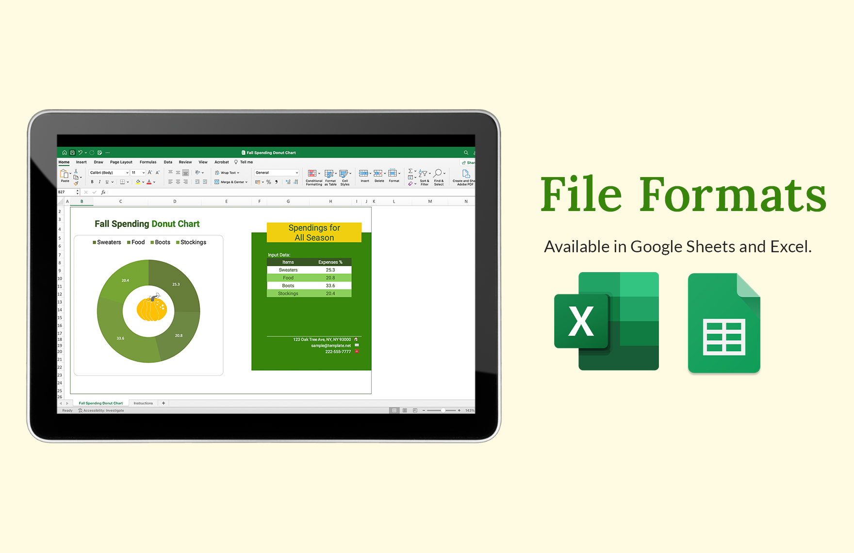 Free Fall Spending Donut Chart - Download in Excel, Google Sheets ...