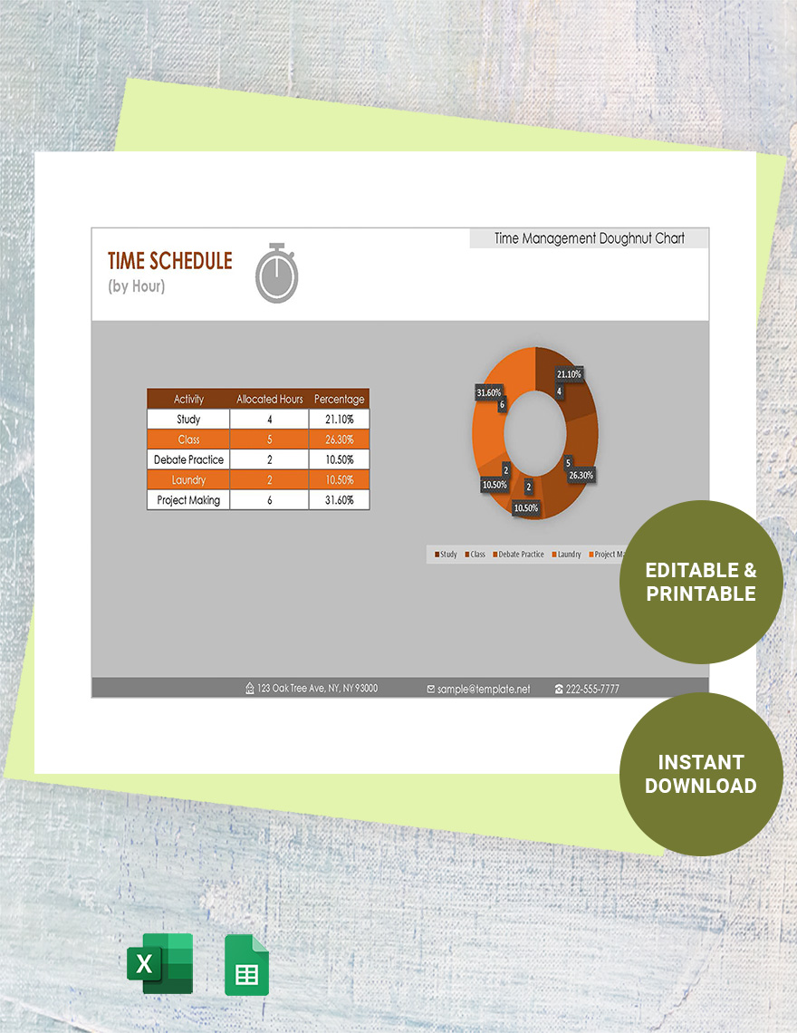 Time Management Doughnut Chart - Google Sheets, Excel | Template.net