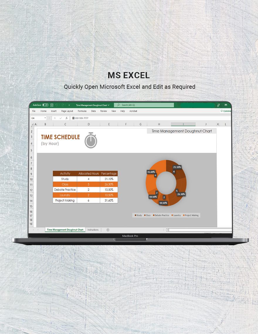 Time Management Doughnut Chart - Google Sheets, Excel | Template.net