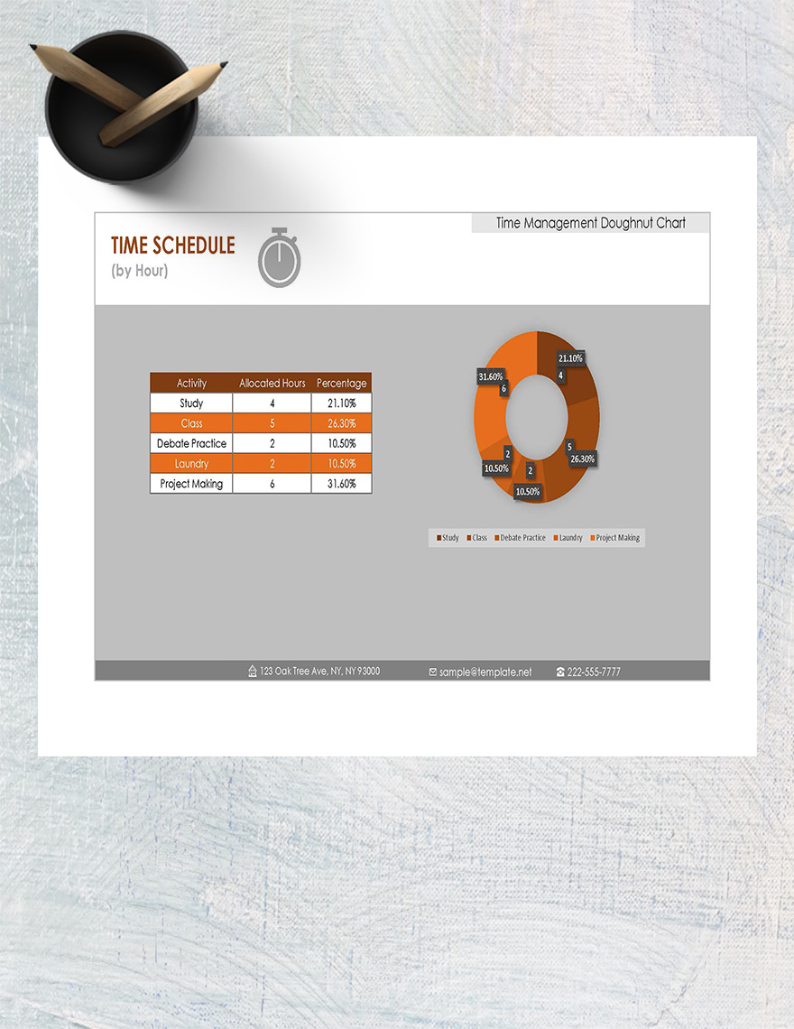 Time Management Doughnut Chart - Google Sheets, Excel | Template.net