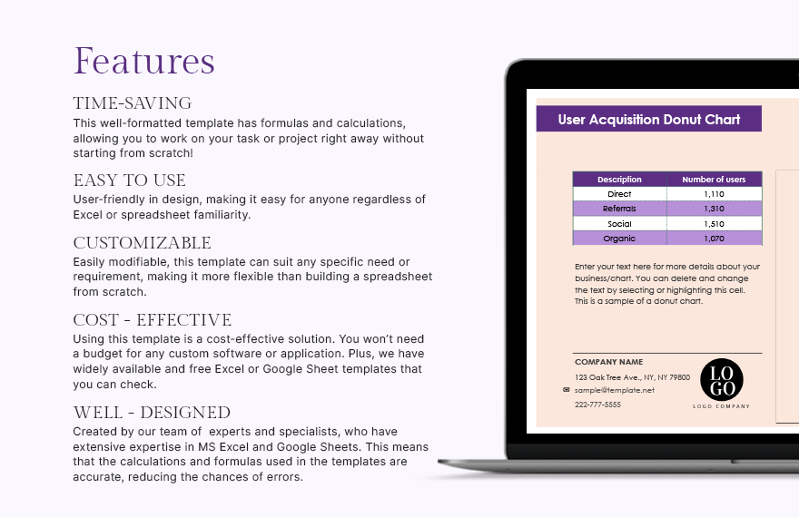 User Acquisition Donut Chart - Google Sheets, Excel | Template.net