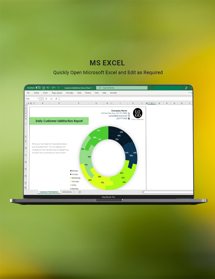 Customer Satisfaction Donut Chart - Google Sheets, Excel | Template.net